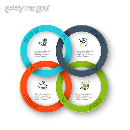 Business data visualization. Abstract rings of cycle diagram with 4 ...