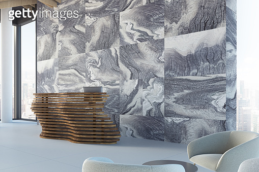 Marble office reception desk, side view 이미지 (965425552) - 게티이미지뱅크