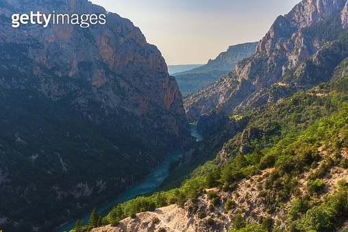 Verdon Gorge, amazing landscape of famous canyon with winding turquoise ...