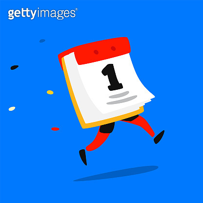 Icon running calendar. Vector. Logo. Funny illustration of a paper tear ...