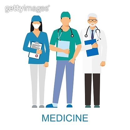 Doctors and assistant in a dressing gown with a stethoscope 이미지 ...