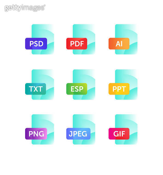 Icons for expanding formats. File Icons. Vector flat icons with ...