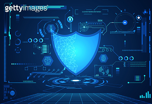 abstract technology science concept protection shield digital : hud ...