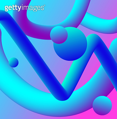 Vector illustration of abstract background with 3d liquid fluid blue ...