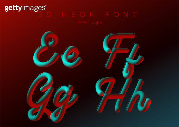 3D Neon Led Font. Liquid Matte Rounded Type. Neon Bubble Typeset with ...