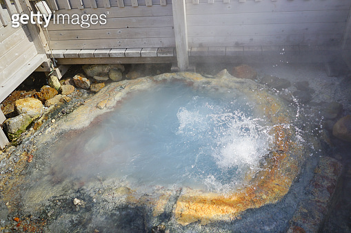 Boiling hot spring at Noboribetsu Jigokudani, Hokkaido,Japan. 이미지 ...