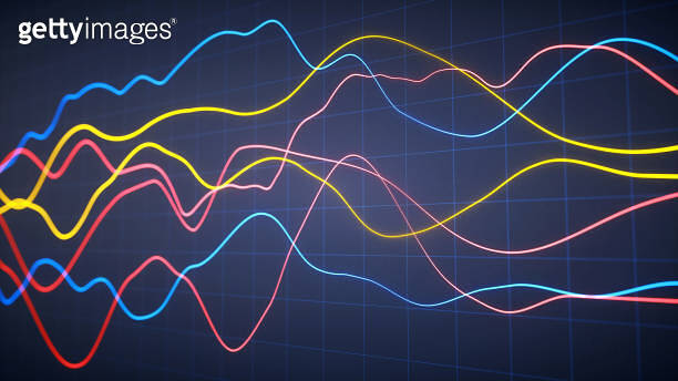 Simple abstract line chart with colorful defocused curves 이미지 ...