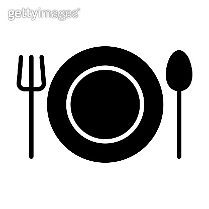 Plate, Fork and Spoon Icon. Restaurant Vector Simple Minimal 96x96 ...