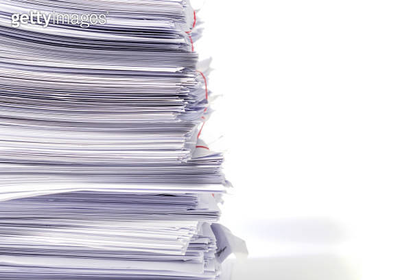 Stack of Documents isolated on white background 이미지 (1015518478) - 게티이미지뱅크