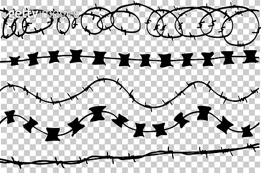 Hand Draw sketch of various seamless Barbed Wire, at Transparent Effect ...