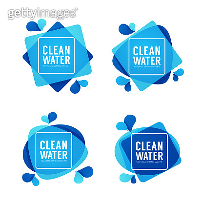 natural spring water, vector , labels and stickers templates with aqua ...