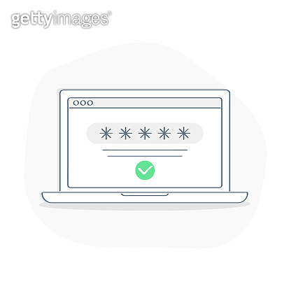 Successful website Login page on Laptop Screen with password form ...