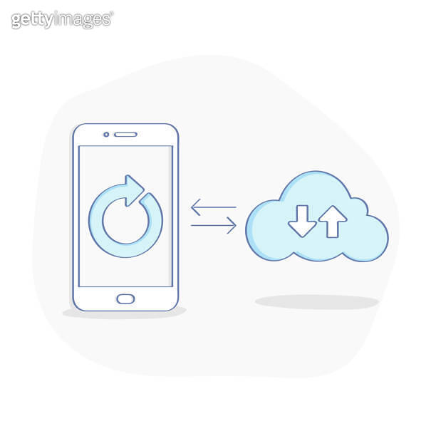 Sync, cloud computing, data Sync between smartphone and Cloud Storage - Vector Illustration 이미지 ...