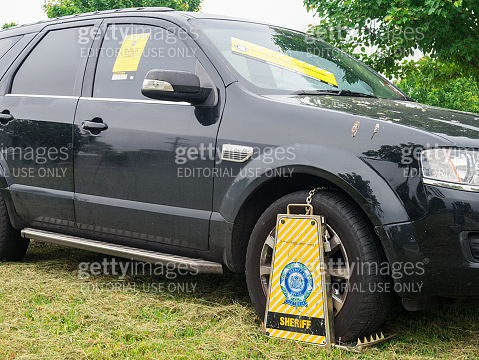 Motor vehicle wheel clamped by the Victorian Sheriff in Donvale in ...