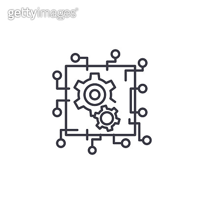 Artificial intelligence system linear icon concept. Artificial ...