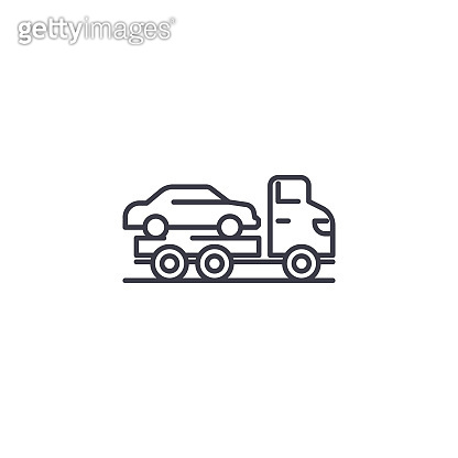 Car carrier linear icon concept. Car carrier line vector sign, symbol ...