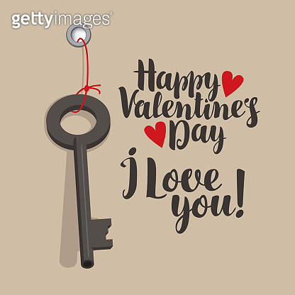 Valentine card with inscriptions, key and hearts 이미지 (905526818) - 게티이미지뱅크