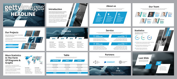 Templates of vector white-blue slides for presentation and reports 이미지 ...