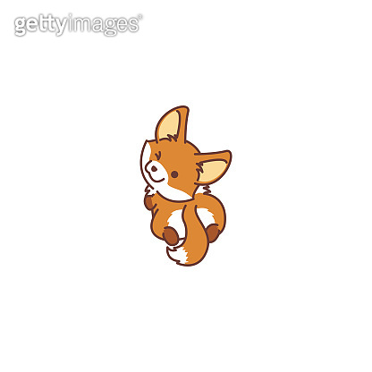 Cute fox looking back and winking, vector illustration 이미지 (1056029450 ...