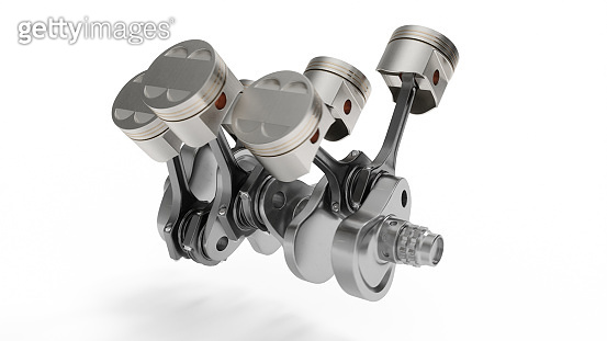 3d rendering of an internal combustion engine. Engine parts, crankshaft ...
