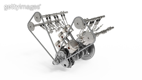 3d rendering of an internal combustion engine. Engine parts, crankshaft ...