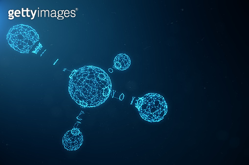 Digital atoms structure. Science or medical background with molecules ...