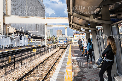 Intercity passenger train arrives at the Mirkaz Shmona railway station ...