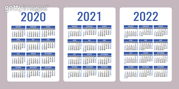 Calendar 2020, 2021, 2022 years. Vertical vector pocket calender design ...