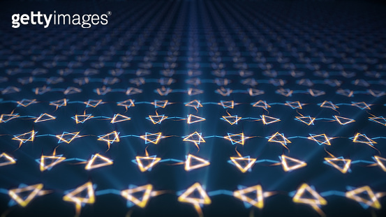 Abstract background of colorful symmetrically rotating triangles 3d ...