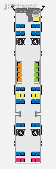 Seat Map of Trailer Metro or City Bus with wheelchair area (918617540 ...
