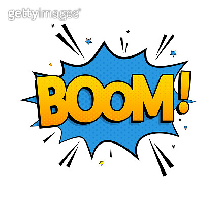 Comic lettering boom. Vector bright cartoon illustration in retro pop ...