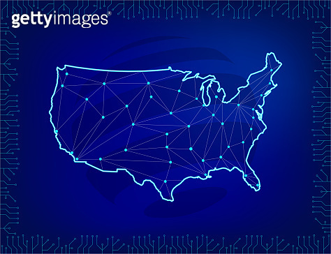 Global network connection. Map of America in polygonal style and line ...