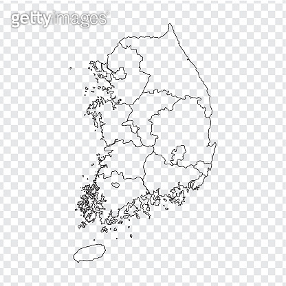 Blank map South Korea. High quality map of South Korea with the ...
