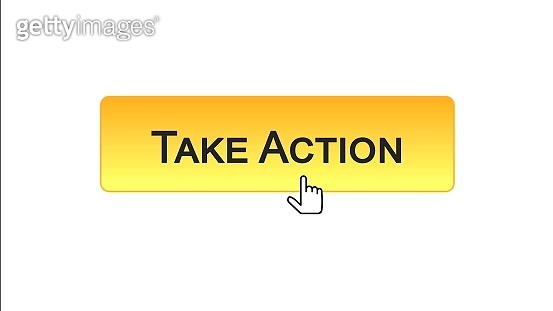 Take action web interface button clicked with mouse cursor, orange color, online (948069828 ...