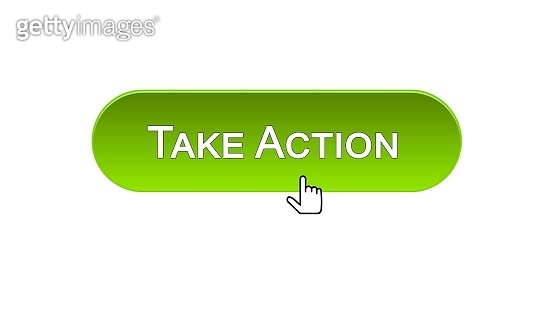Take action web interface button clicked with mouse cursor, green color, online (948069752) - 게티 ...