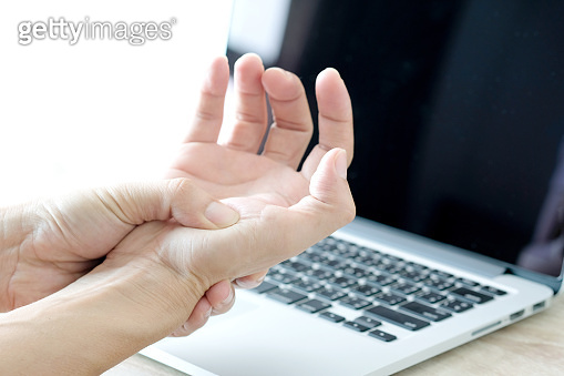 Hands of computer users have pain and injury to the fingers. From ...