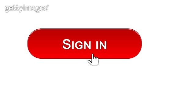 Sign in web interface button clicked with mouse cursor, red color, online (948063332) - 게티이미지뱅크