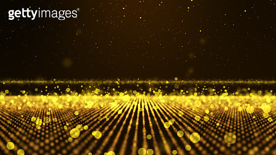 abstract background with yellow and gold flicker particles. Backdrop of ...