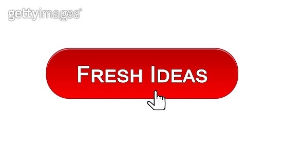 Fresh ideas web interface button clicked with mouse cursor, red color, design (948011676) - 게티이미지뱅크