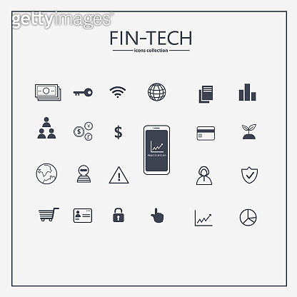 fin tech web icon set - money, finance, payments, Financial Technology ...