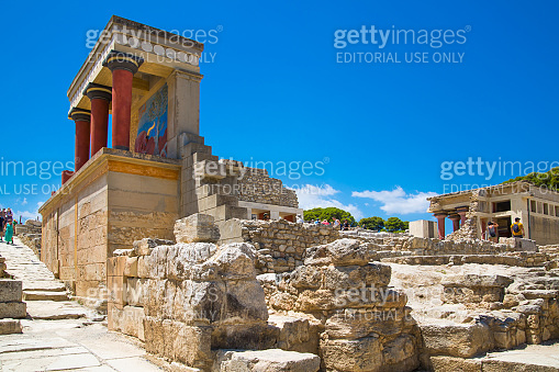 Greece, Crete. Knossos ruins, ceremonial and political centre of the ...