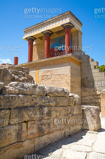 Greece, Crete. Knossos ruins, ceremonial and political centre of the ...