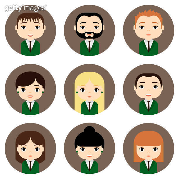 Man and Woman Avatars Set with Smiling faces. Female Male Cartoon ...