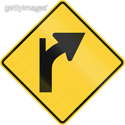 United States MUTCD warning road sign - Intersection in curve 이미지 ...