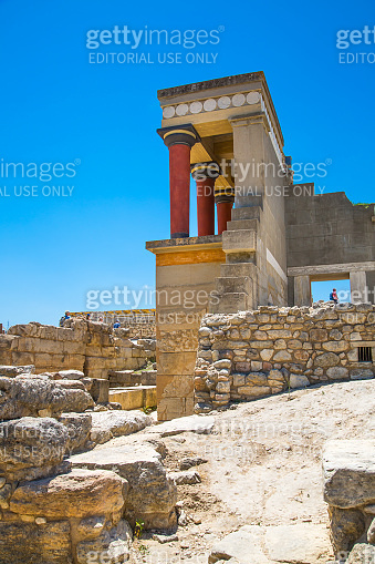 Greece, Crete. Knossos ruins, ceremonial and political centre of the ...