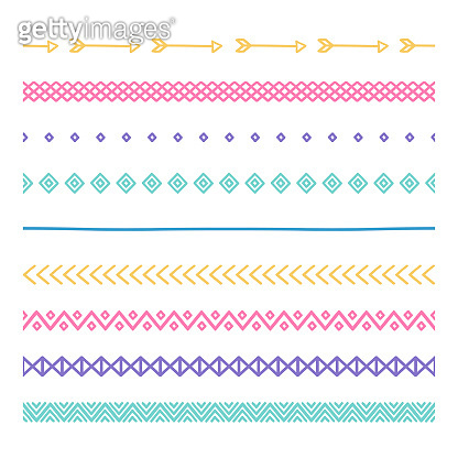 Tribal brushes. Border. Ethnic hand drawn vector line border set ...