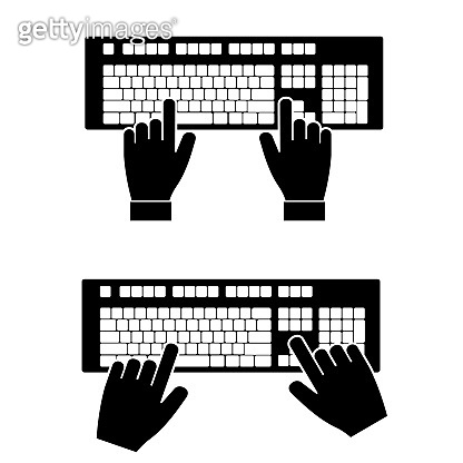 Hands on keyboard icon on white background 이미지 (1055874970) - 게티이미지뱅크