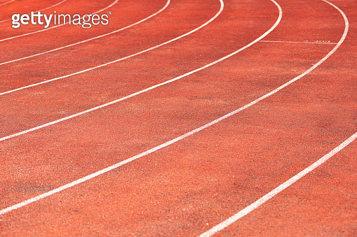 Stadium track for running and athletics competitions. New synthetic ...