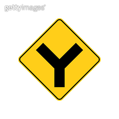 USA traffic road signs. 'Y' intersection ahead. vector illustration 이미지 ...