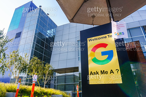 Modern buildings at the Google's main headquarters, Silicon Valley 이미지 ...